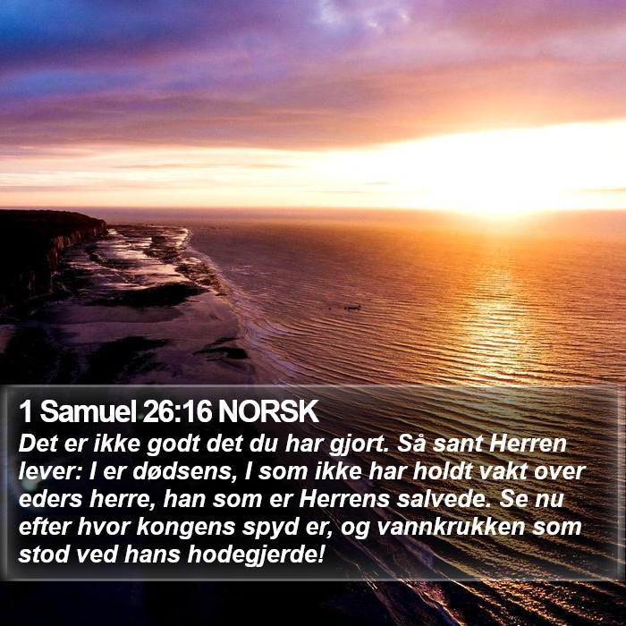 1 Samuel 26:16 NORSK - Det er ikke godt det du har gjort. Så sant