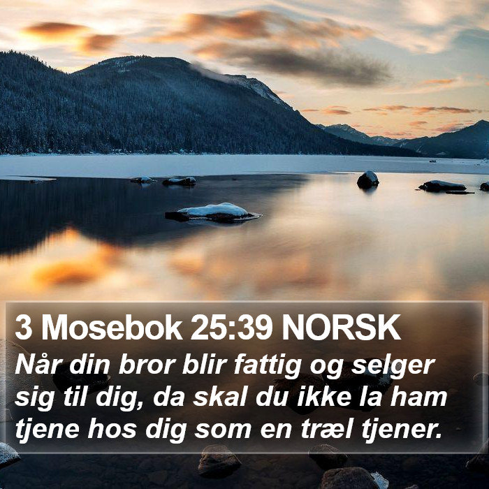 3 Mosebok 25:39 NORSK - Når din bror blir fattig og selger sig til dig,