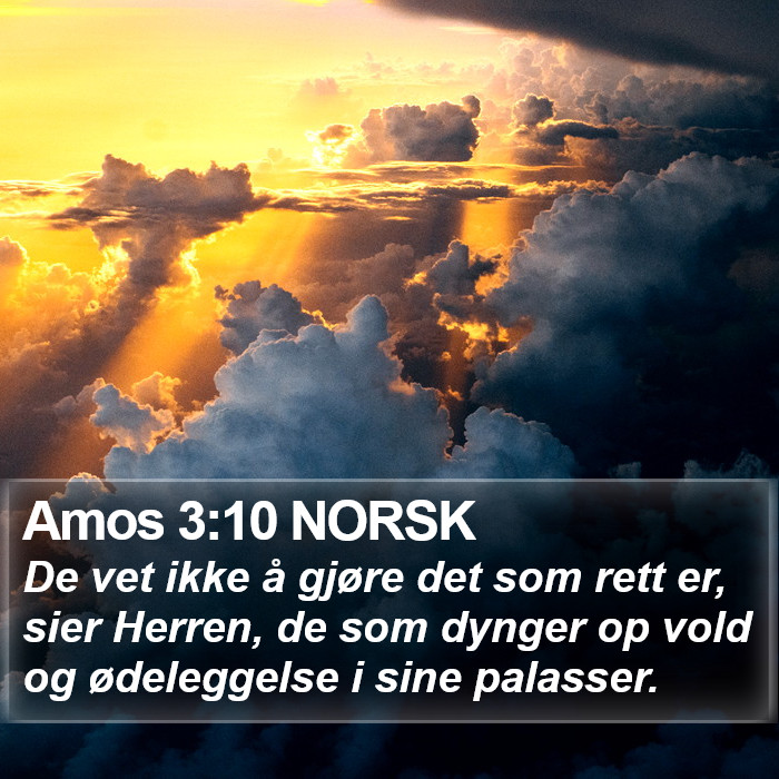 Amos 3:10 NORSK - De vet ikke å gjøre det som rett er, sier
