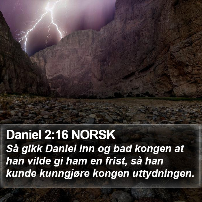 Daniel 2:16 NORSK - Så gikk Daniel inn og bad kongen at han vilde gi