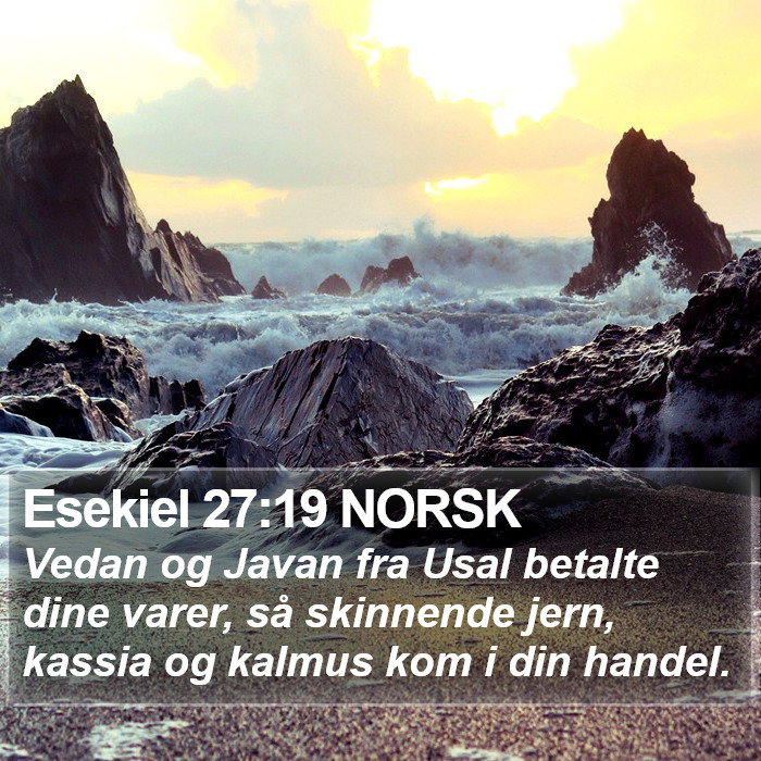 Esekiel 27:19 NORSK - Vedan og Javan fra Usal betalte dine varer, så