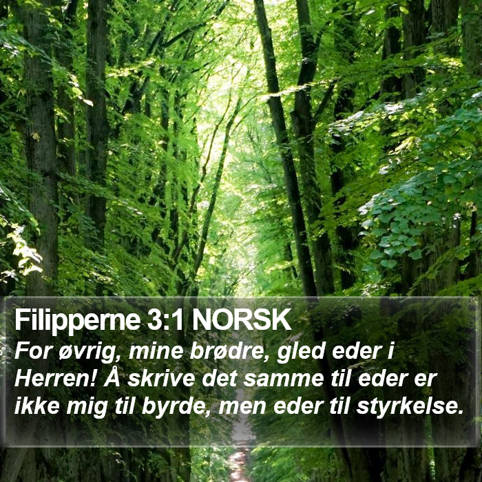 Filipperne 3:1 NORSK - For øvrig, mine brødre, gled eder i Herren! Å
