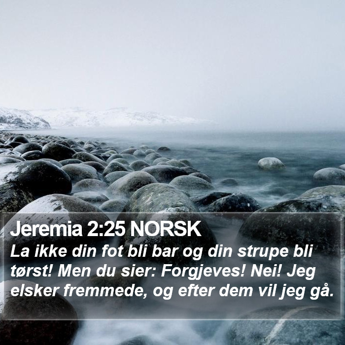 Jeremia 2:25 NORSK - La ikke din fot bli bar og din strupe bli tørst!