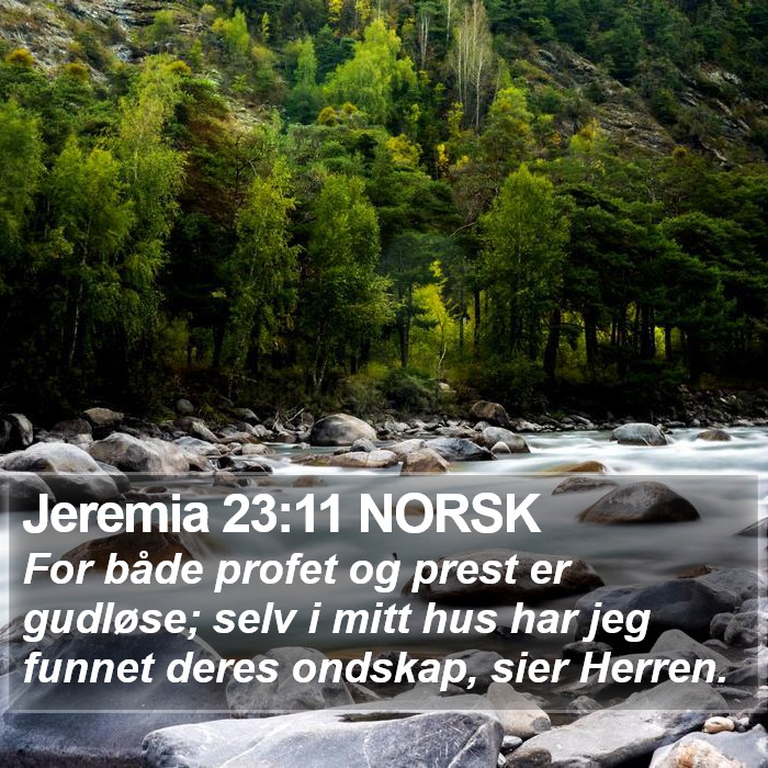Jeremia 23:11 NORSK - For både profet og prest er gudløse; selv i