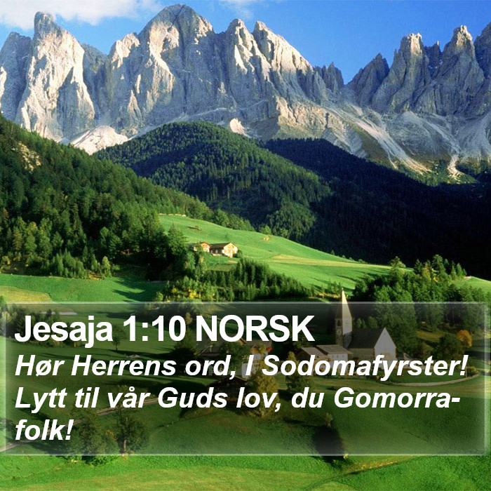 Jesaja 1:10 NORSK - Hør Herrens ord, I Sodomafyrster! Lytt til vår