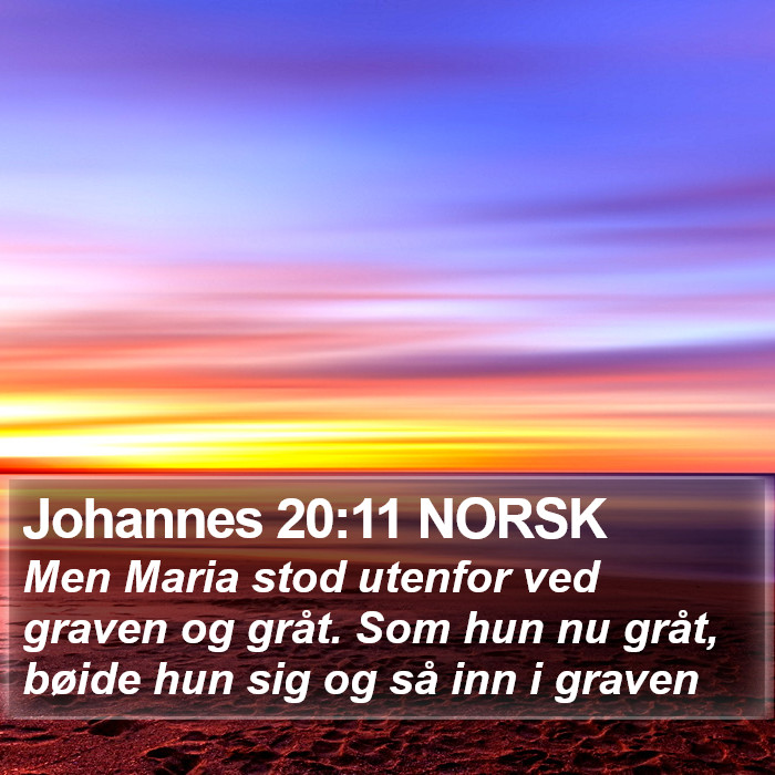 Johannes 20:11 NORSK - Men Maria stod utenfor ved graven og gråt. Som
