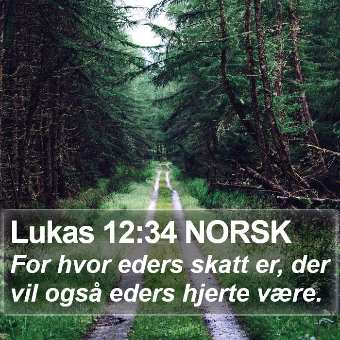 Lukas 12:34 NORSK - For hvor eders skatt er, der vil også eders