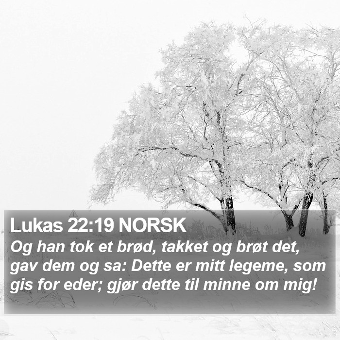 Lukas 22:19 NORSK - Og han tok et brød, takket og brøt det, gav dem