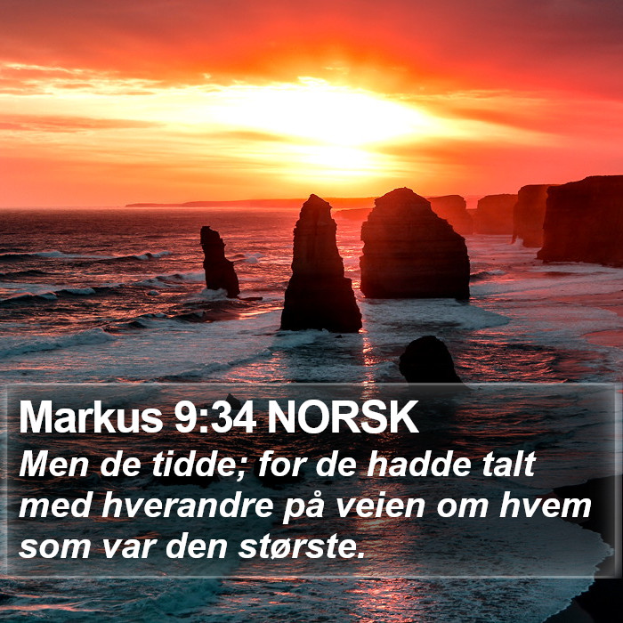 Markus 9:34 NORSK - Men de tidde; for de hadde talt med hverandre på