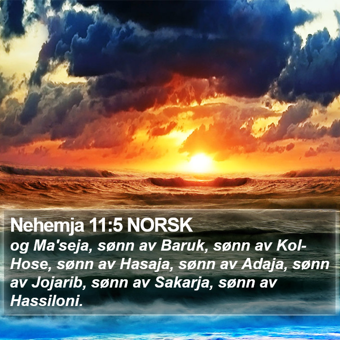 Nehemja 11:5 NORSK - og Ma'seja, sønn av Baruk, sønn av Kol-Hose,