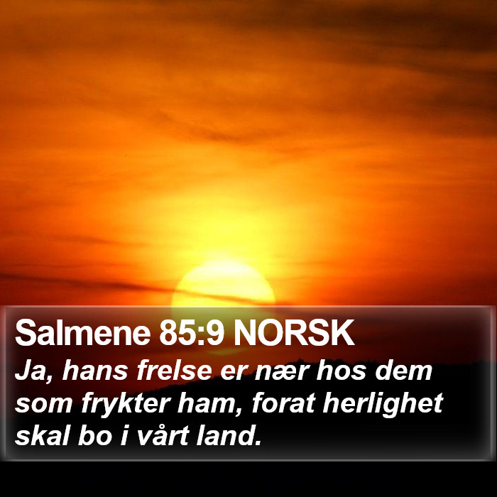 Salmene 85:9 NORSK - Ja, hans frelse er nær hos dem som frykter ham,