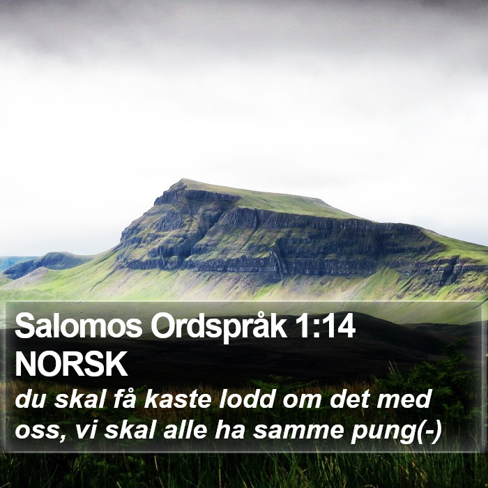Salomos Ordspråk 1:14 NORSK - du skal få kaste lodd om det med oss, vi skal