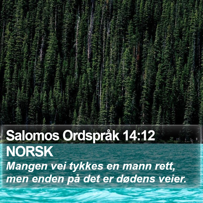 Salomos Ordspråk 14:12 NORSK - Mangen vei tykkes en mann rett, men ...